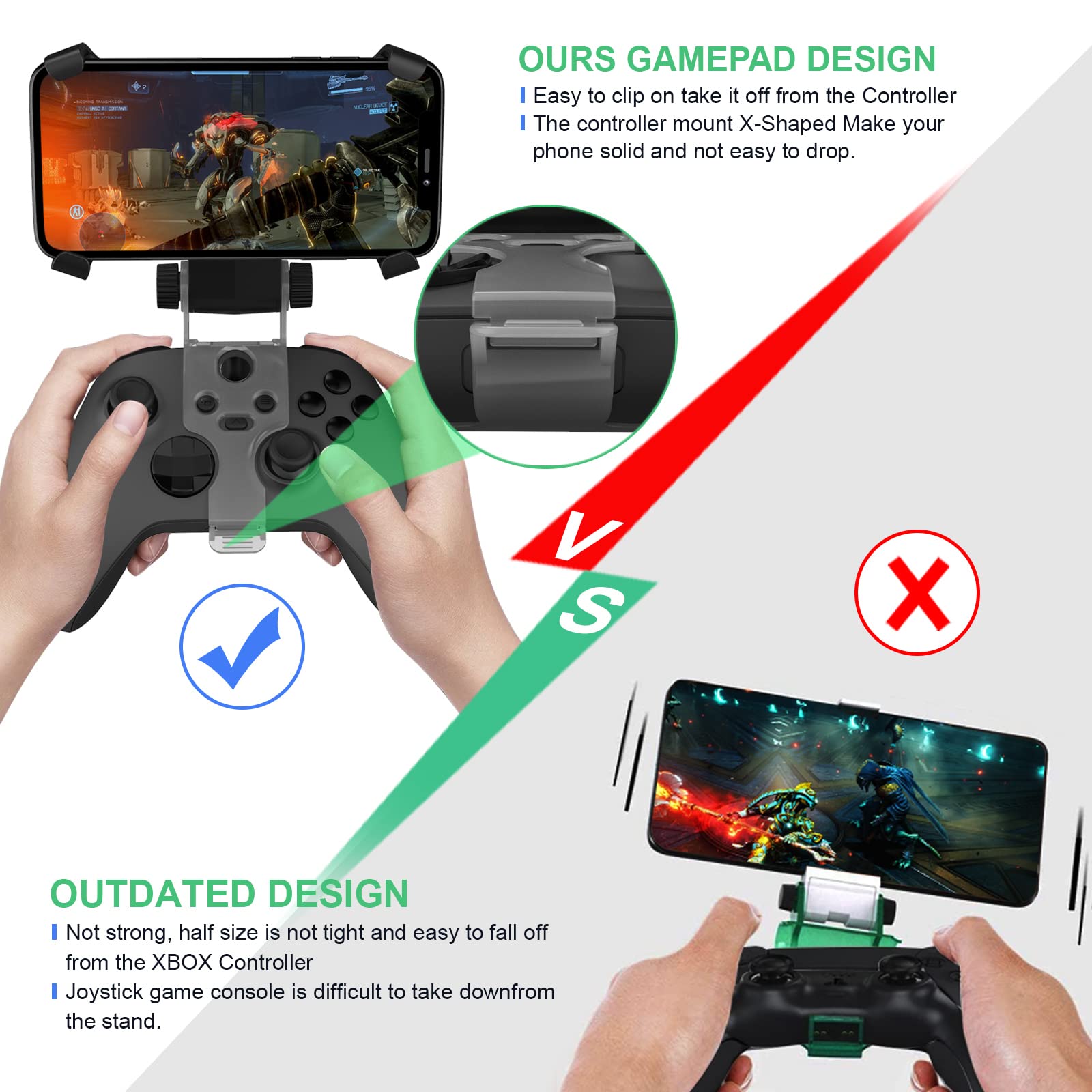 Dobe Controller Mobile Gaming Clip Holder Clamp for Xbox One Controller Phone Mount Adjustable Phone Holder Clamp Compatible with Xbox One S/X/Series S/X/Xbox One Controllers