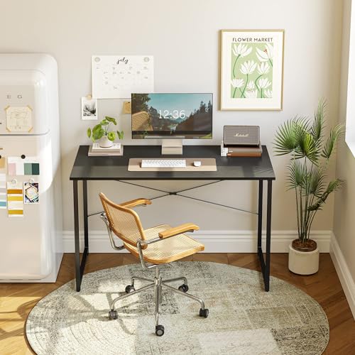 CubiCubi Small Computer Desk 40 Inch Home Office Multipurpose Writing Desk with Extra Storage Rack and Moveable Shelf, Brown
