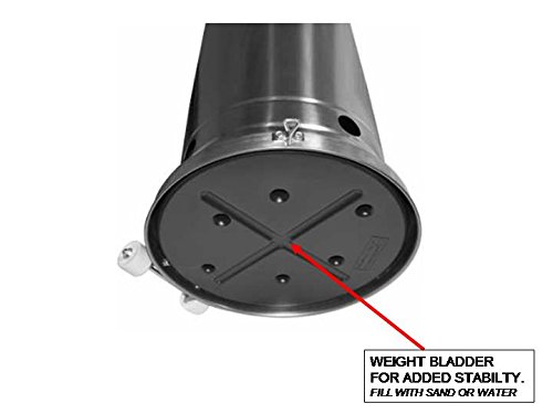 Hiland HLDS01-WCBT 48,000 BTU Propane Patio Heater w/Wheels and Table, Large, Hammered Silver