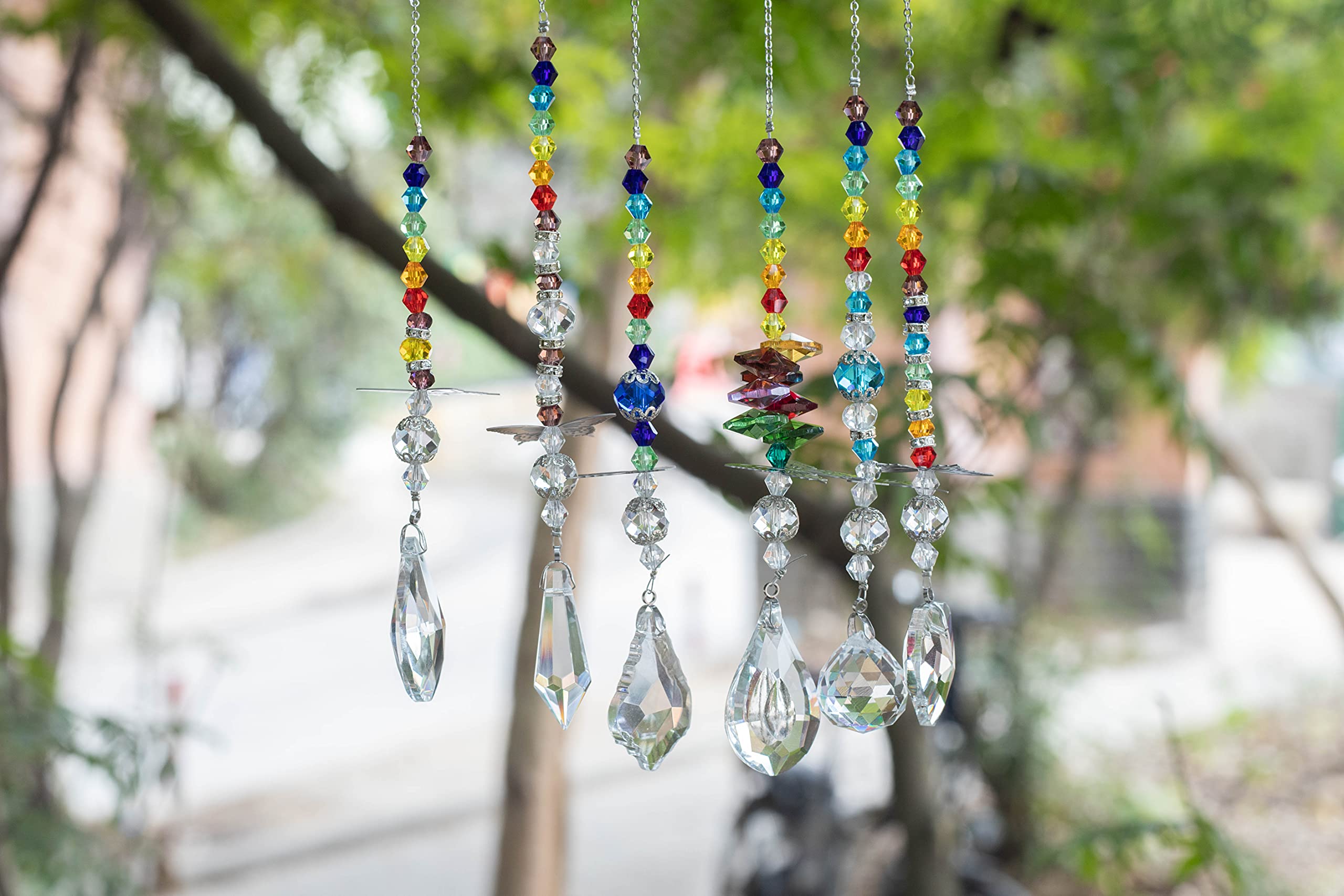 Crystals Ball Prisms Sun Catcher for Window Rainbow Maker with Butterfly Hanging Ornament for Home,Office,Garden Decoration, Pack of 6 Gift for Mother and Friend