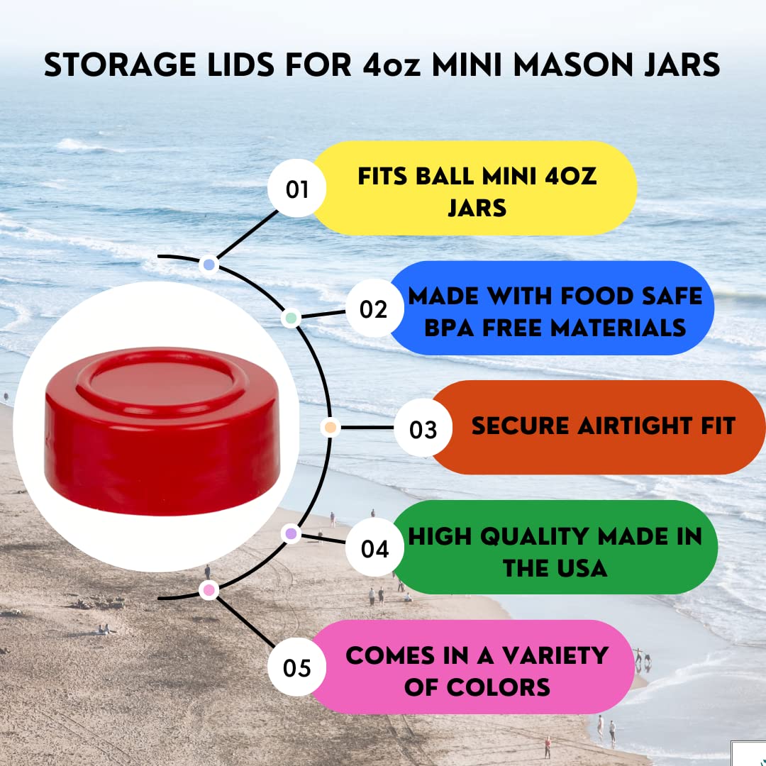 Mini Mason Jar Spice Lid Pack - Set of 12 White Polypropylene Plastic Mason Jar Lids, 48mm BPA-Free Plastic Lids for Mason Jars, Spice Jar Lid Set Made in the USA, Non-Rusting Jar Lids for Spices