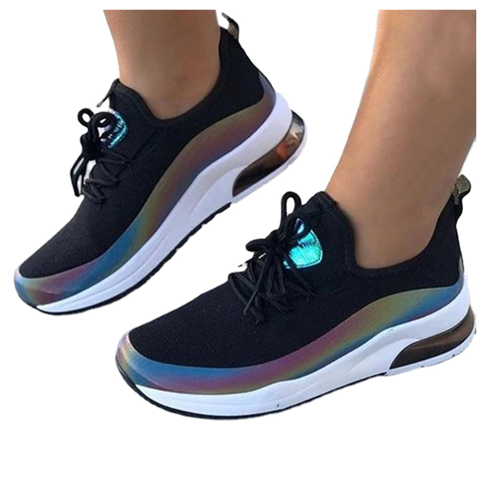 FASDNENDYS Walk Sports Breathable Shoes Casual Round-Toe Light Womens Women's Sprint Star 4 Black