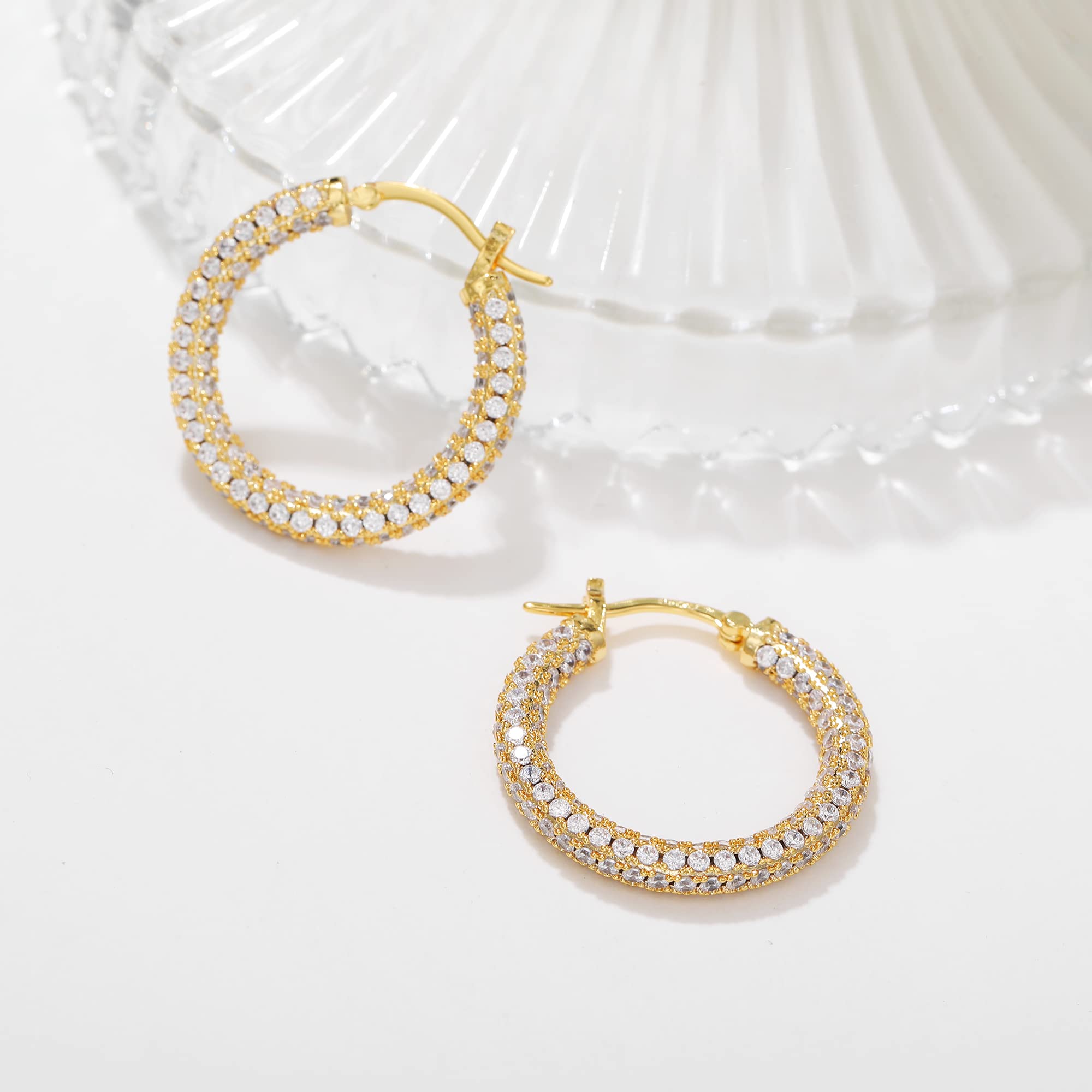 Cubic Zirconia Earrings for Women, Hypoallergenic Trendy Earing Aretes para Mujer