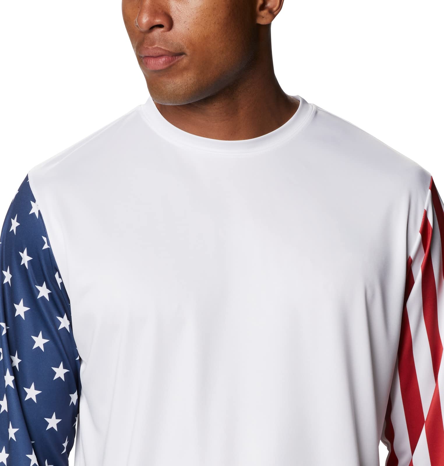 Columbia Men's Terminal Tackle PFG Americana Long Sleeve, White/Carbon/Red Spark, X-Large