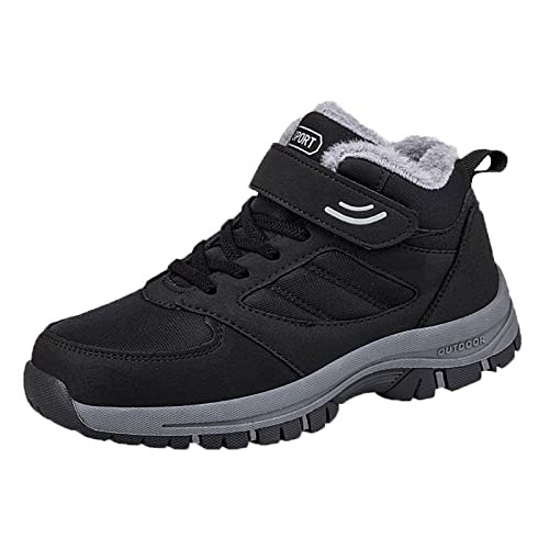 FASDNENDYS Waterproof Winter Boots Couple Models Men's Middle Aged and Elderly High Top Mens Sneaker Shoes Size 10 New Black