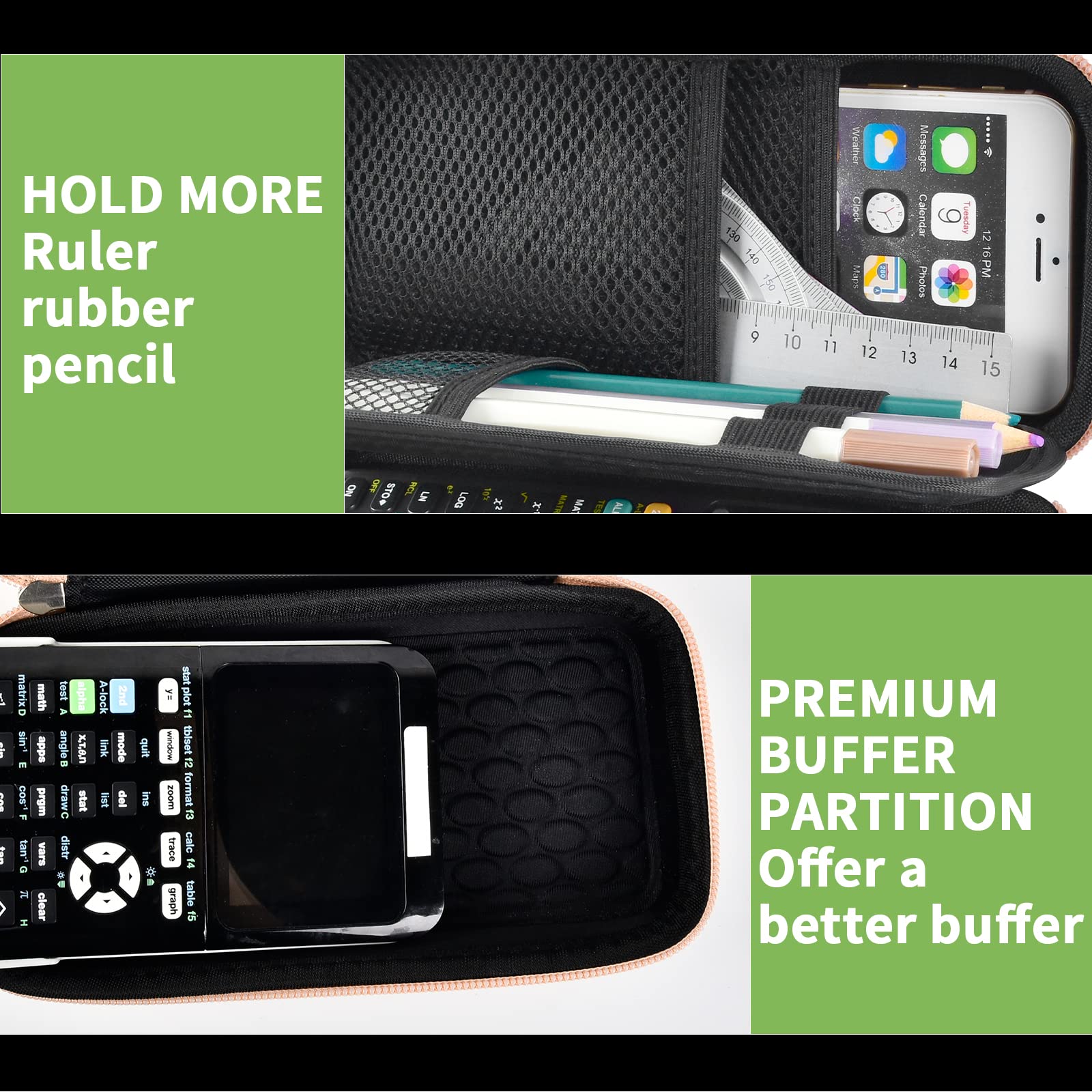 Case Compatible with Texas Instruments TI-84 Plus CE/TI-84 Plus/TI-83 Plus/TI-30XS / TI-36Pro Graphing Calculator, Scientific Calculators Box for Ruler, Rubber, Pencil and Other- Rosa (Case Only)