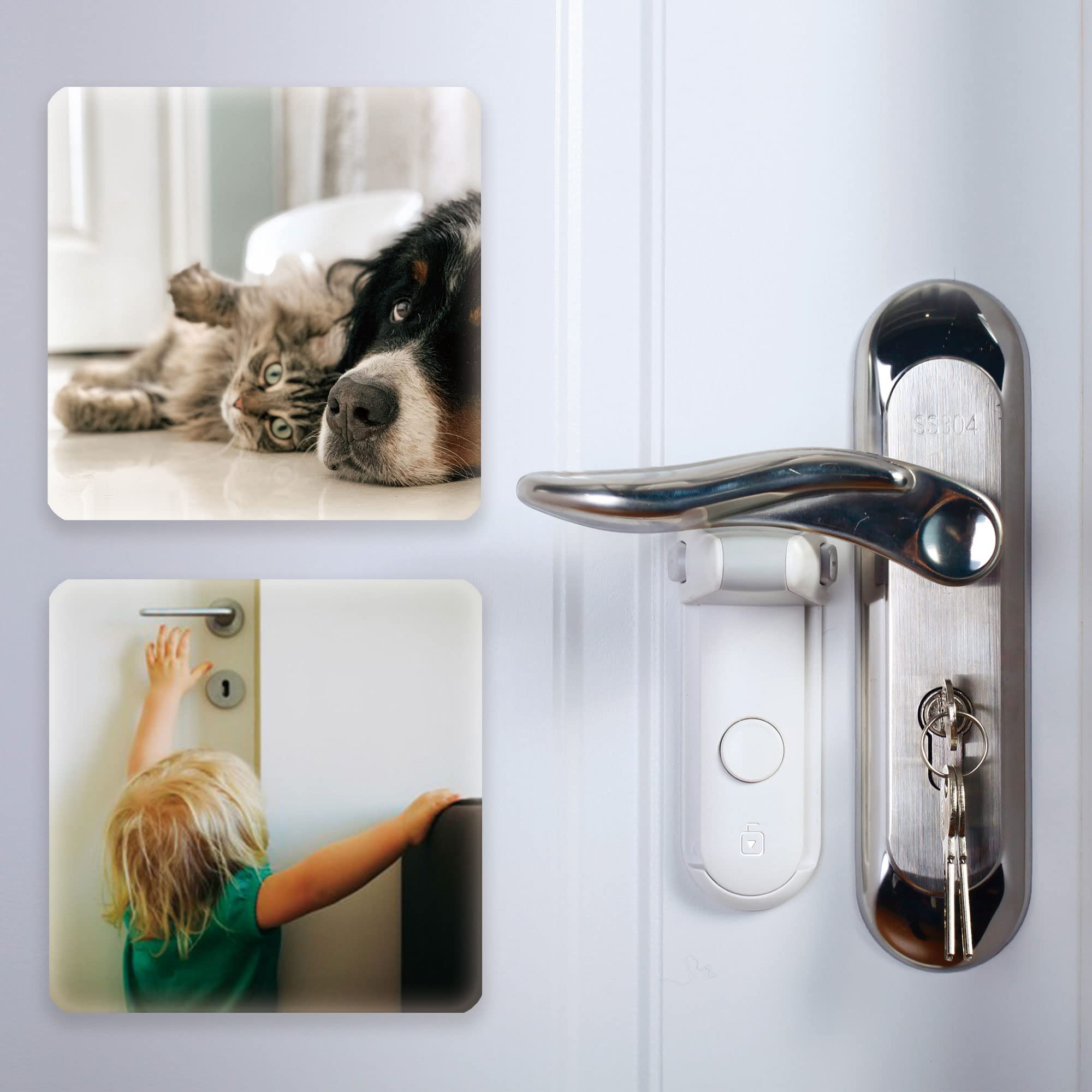 Door Lever Lock for Child Safety and Pet Proof by Moonybaby 2 Pack White