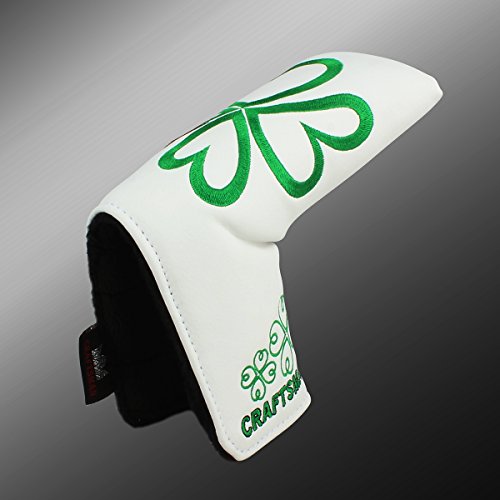 CRAFTSMAN GOLF Green Lucky Clover Headcover Blade Putter Cover for Scotty Cameron Taylormade Odyssey Blade(Blade