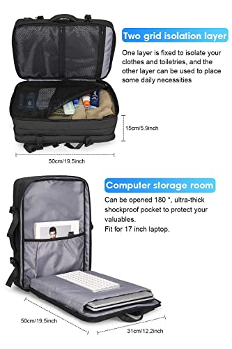 MARK RYDEN 23/40L Carry on Travel Backpack Fits 17.3'' Laptop&Slim Crossbody Bag Fits 7.9'' iPad