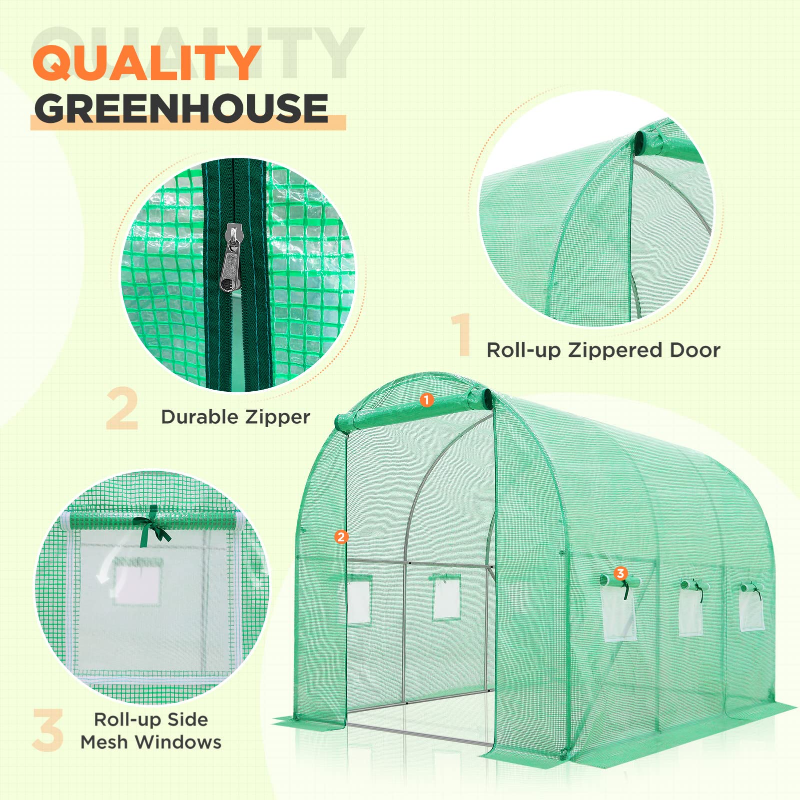 EAGLE PEAK Mini 4 Tier Greenhouse withWheels & Wire Shelves, Portable 28"x19"x67' 'Indoor & Outdoor Green House with Roll-Up Zipper Door,Clear/Green PE Cover