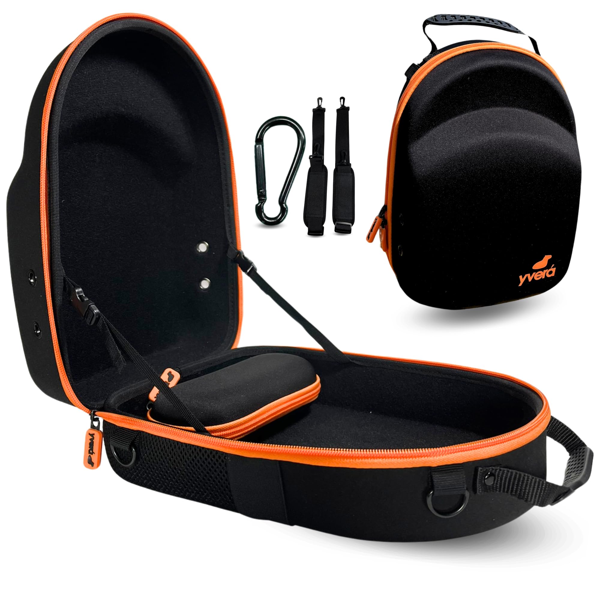 Hat Travel Case - Hat Carrier for Travel Hat Case for Travel with Sunglasses case, Airpods Pocket, 2 Straps - Baseball Cap holder organizer - Hat Storage for Baseball caps - yvera