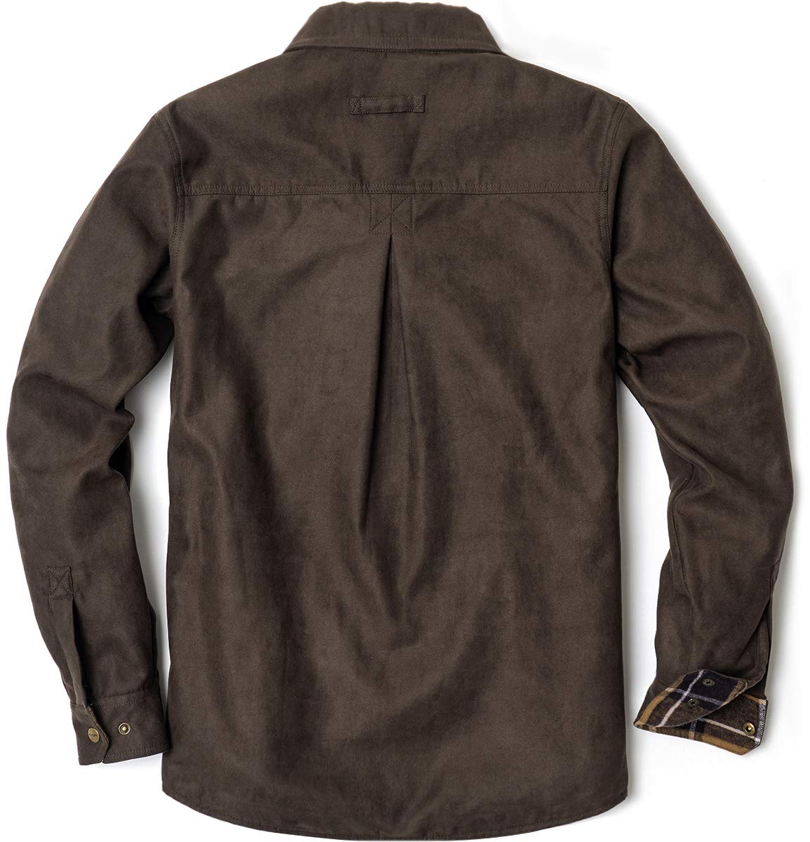 CQR Men's Flannel Lined Shirt Jackets, Long Sleeved Rugged Plaid Cotton Brushed Suede Shirt Jacket, Flannel Lined Calf Brown, Medium