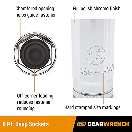 GEARWRENCH 3/8" Drive 6 Pt. Deep Socket, 10mm - 80392