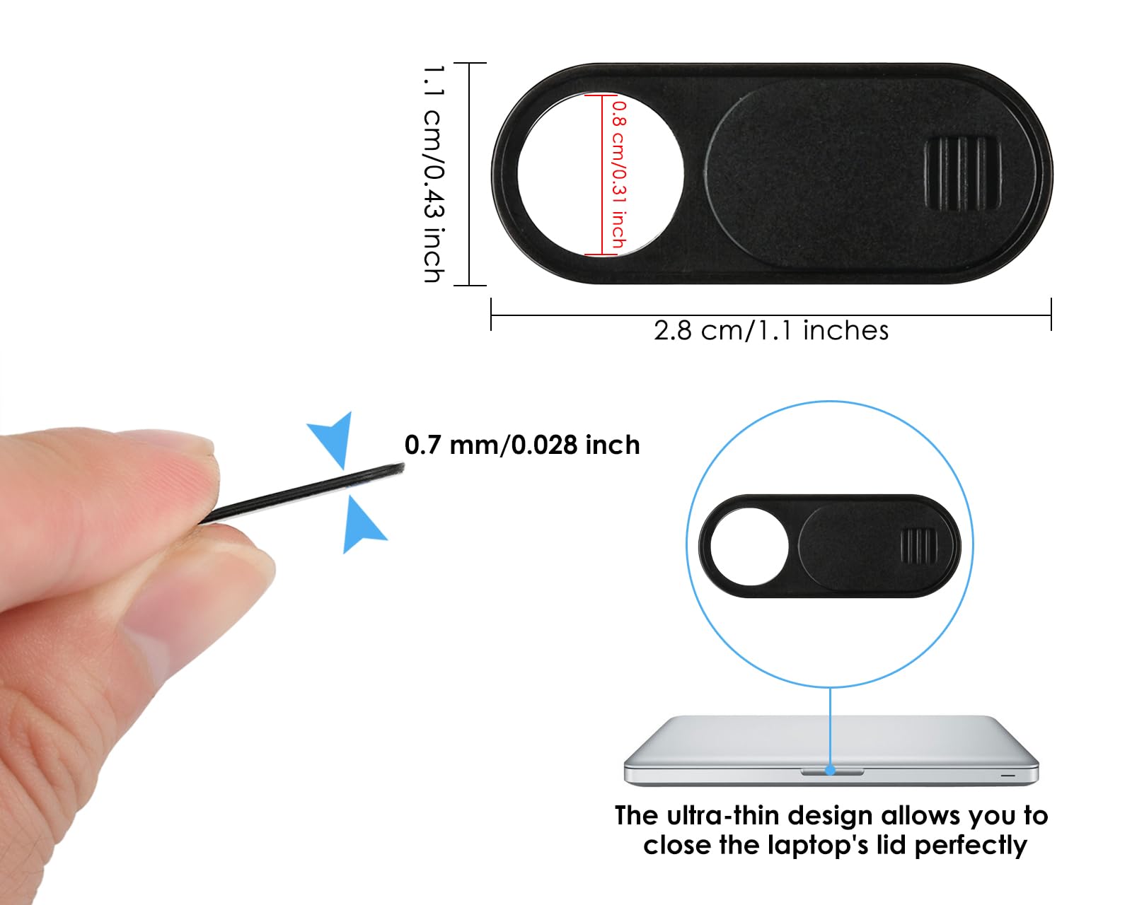 DS. DISTINCTIVE STYLE Camera Cover Slide Car Camera Privacy Cover Webcam Sticker Blocker Compatible with Tesla Model 3 and Model Y Accessories (Black - 6 Pack)