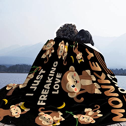I Just Freaking Love Monkey,ok Blanket-Funny Soft Lightweight Food Flannel Blankets for Sofa Bed Camping Polyester Throw Blanket Gift for Girl Boy(30''x40''for Baby/Pets)