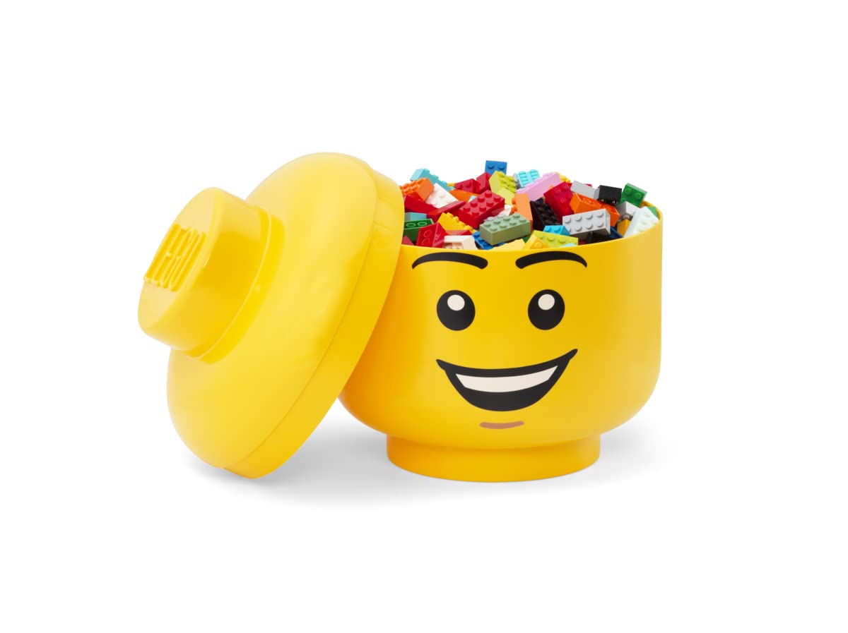 LEGO Iconic Storage Head Large, Stackable Storage Box, 8,5 L, Yellow, Happy Boy