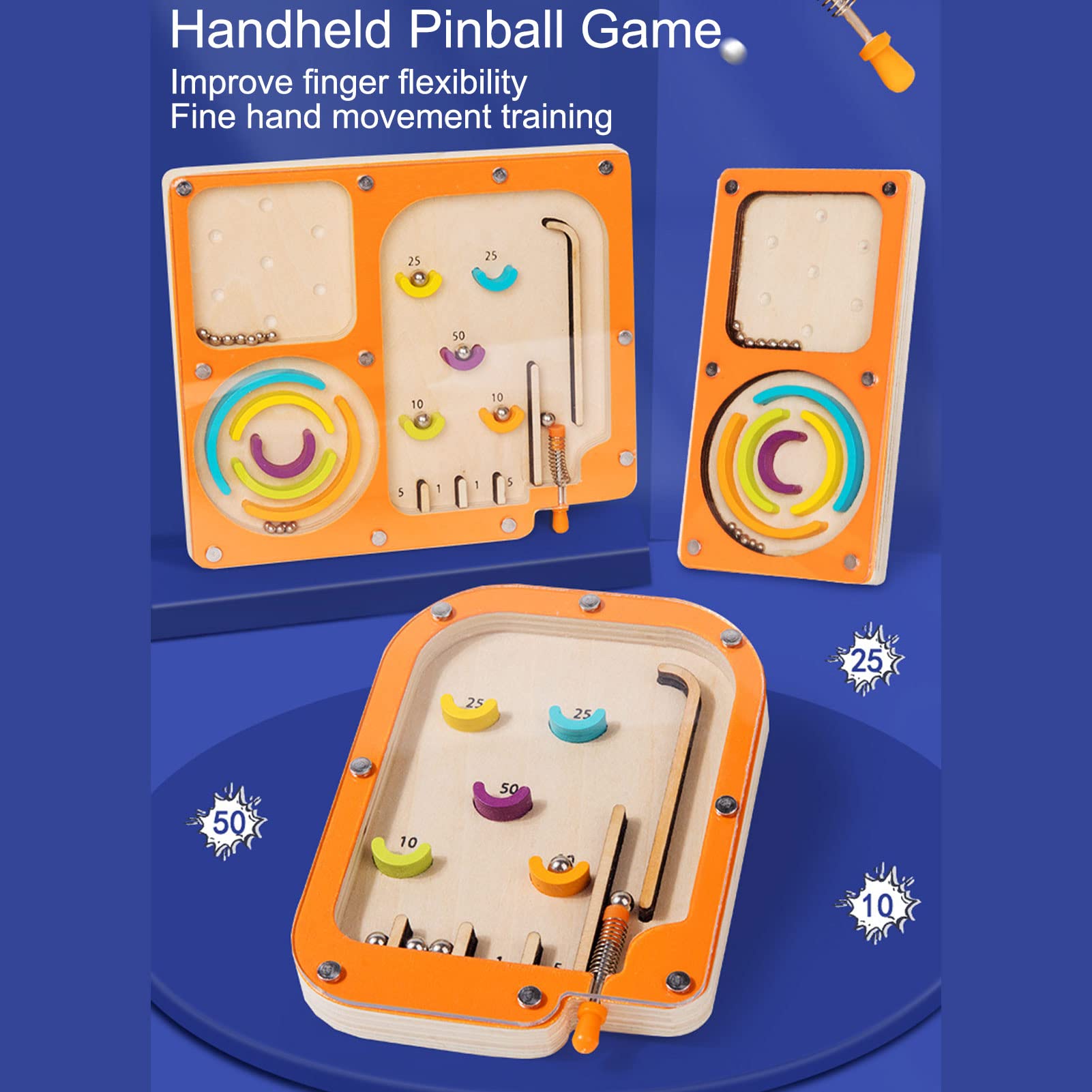 doder Portable Pinball Game Skill Development Pinball Maze Game Bright Color for Boys Girls for Travel (L)