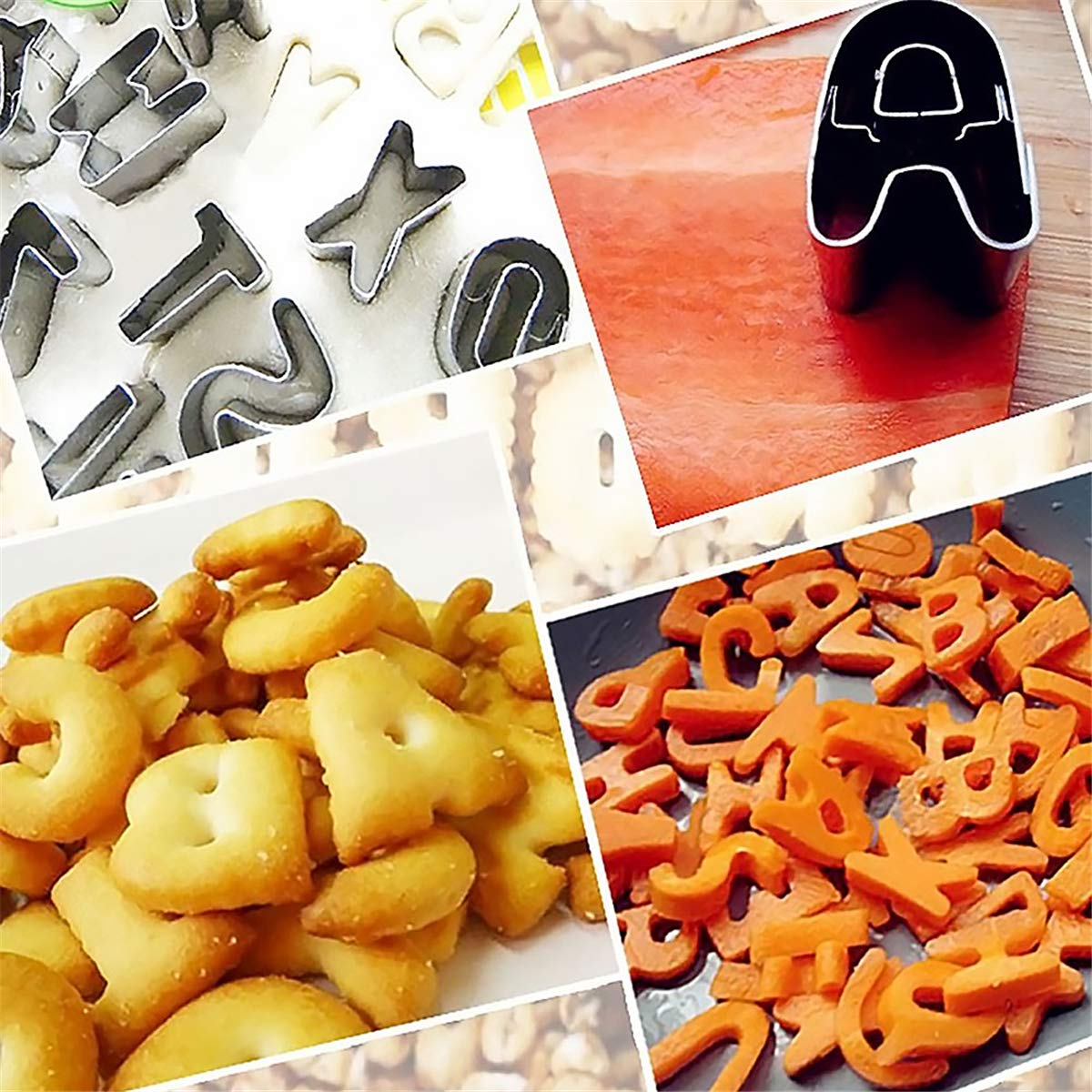 FantasyDay Gift Set Classic Holiday Large Alphabet Fruit Cookie Cutter Kit - 3 Inches - Stainless Steel Pastry Cutters Set for Biscuits, Dough, Fondant, Donuts - 26Pcs Educational Letters Cutters #1