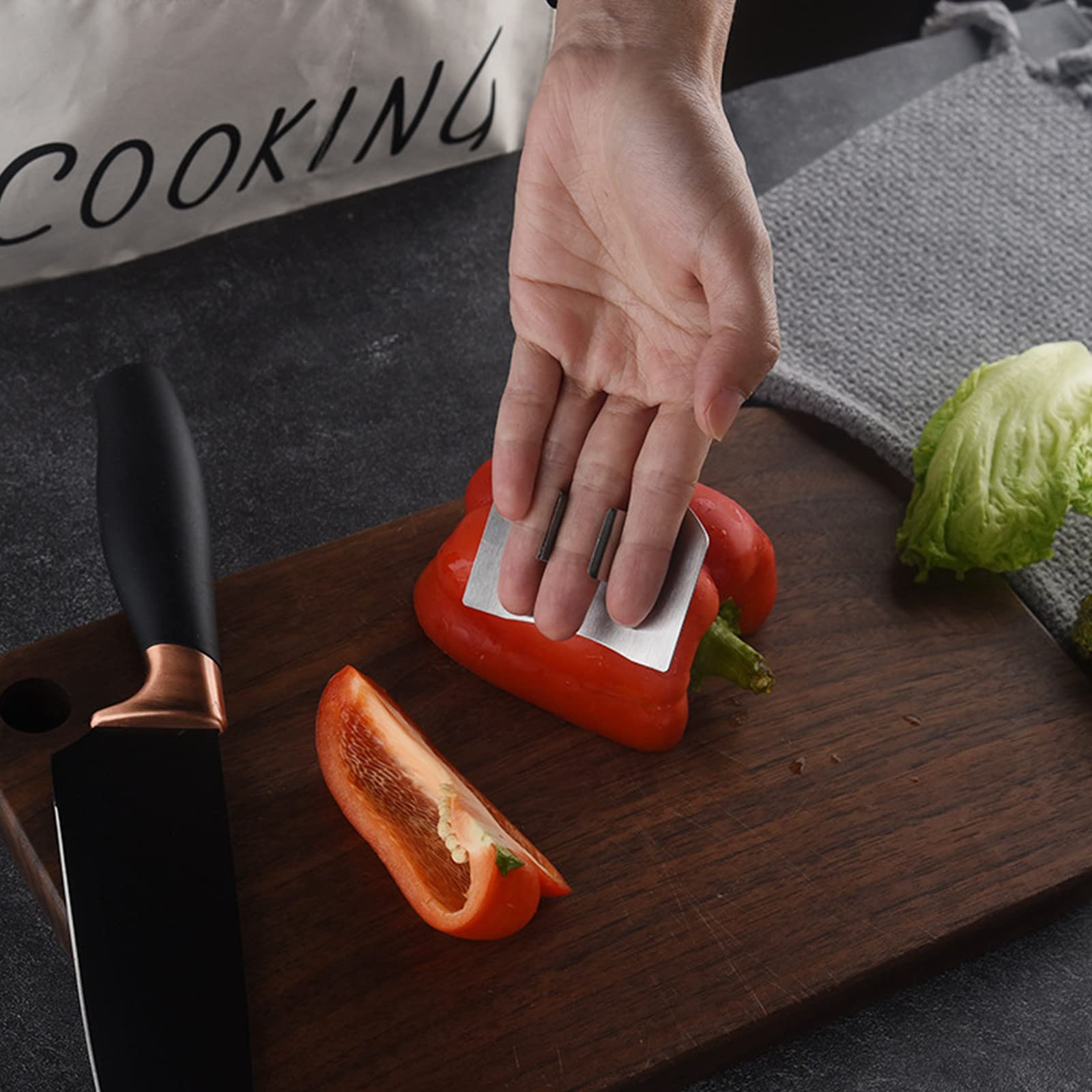 Chop Guard for Fingers, Finger Guards for Cutting Pack of 8, Stainless Steel Finger Guards with Peeler, Knife Cutting Protector for Kitchen Slicing Dicing Chopping Safe