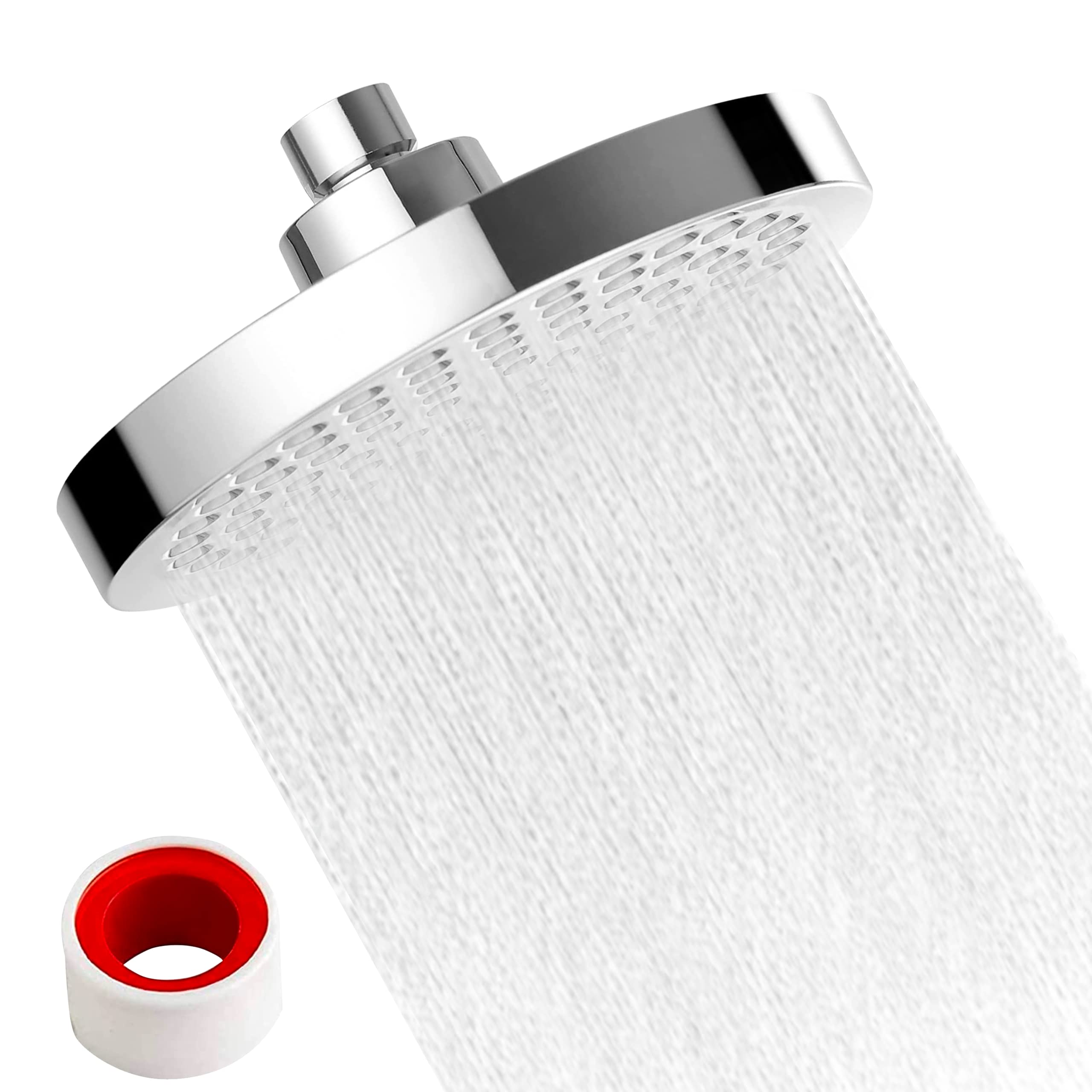 HandyCondo High Pressure Shower Head 6 Inch | Showerhead Is Perfect For Homes With Low Water Pressure | Leakproof Fixed Shower Heads With Angle-Adjustable Swivel Ball (Chrome)