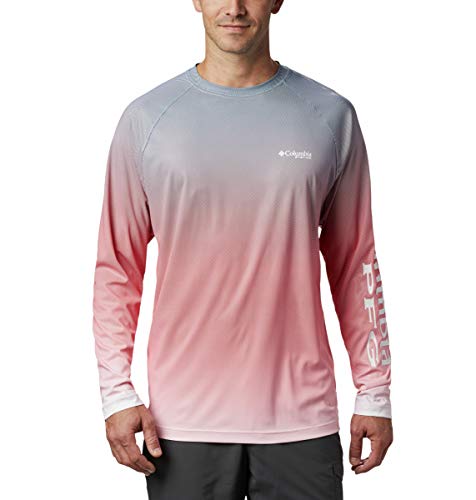 Columbia Men's Standard Terminal Deflector Printed LS, Red Spark Gradient, X-Large