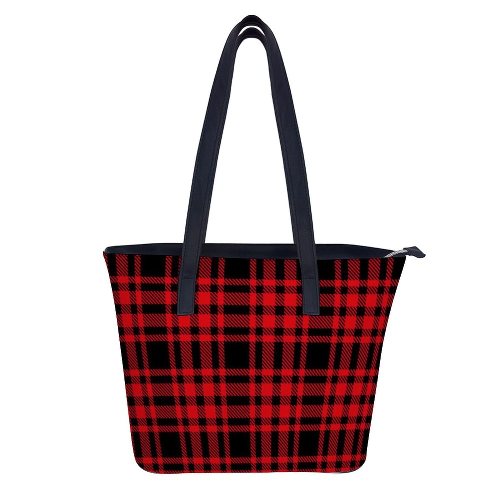 Tartan Plaid Women's Tote Bag PU Leather Shoulder Bag Handbags Purse For Work Shopping Travel