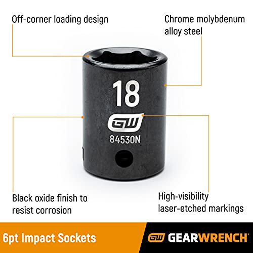 GEARWRENCH 48 Pc. 1/4" Drive 6 Pt. Impact Socket Set, Standard & Deep, SAE/Metric - 84902