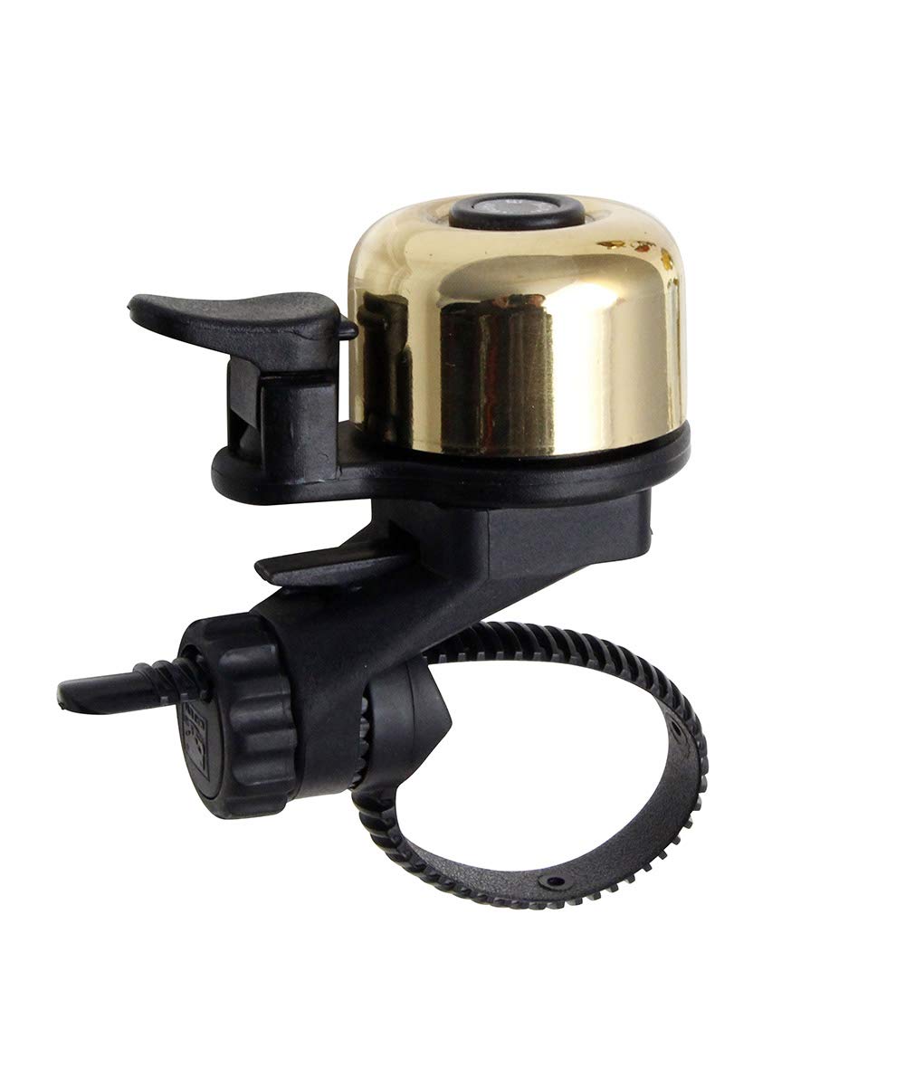Crane Bike Bell, Brass, Flex-Tite Bicycle Bell, Made in Japan for City Bikes, Cruisers, Road Bikes or MTB, Micro-Adjustable clamp