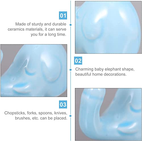 chopstick 4pcs Wedding Blue Holder, Brushes Gift Porcelain Spoons Room Holding Elephant Dining Fork Poon Forks Silverware Decors Table Shaped Animal Dinner Ceramic Decorations Kitchenware holder