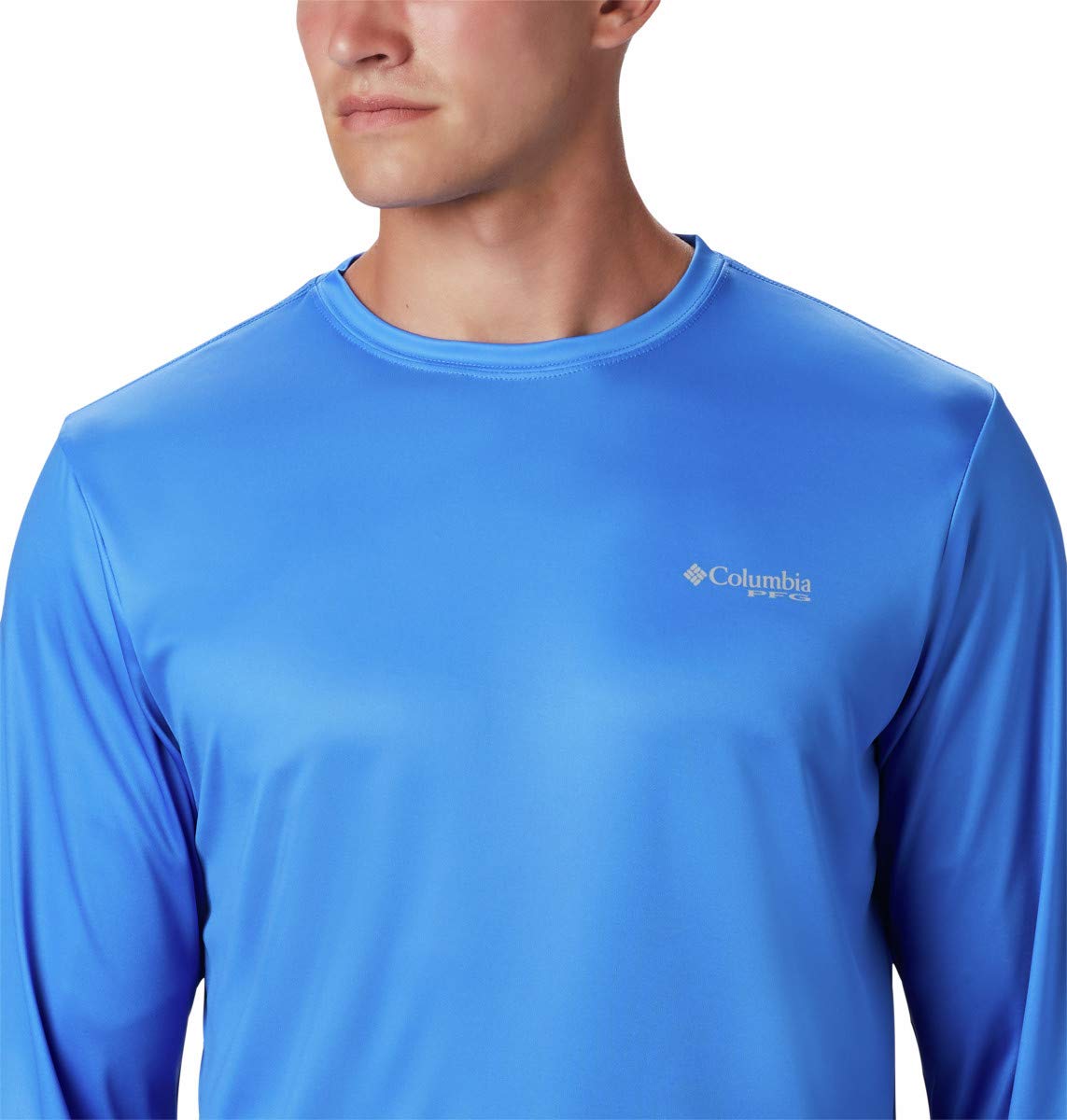 Columbia Men's Terminal Tackle PFG Global Compass Long Sleeve, Vivid Blue/Bright Nectar, X-Large