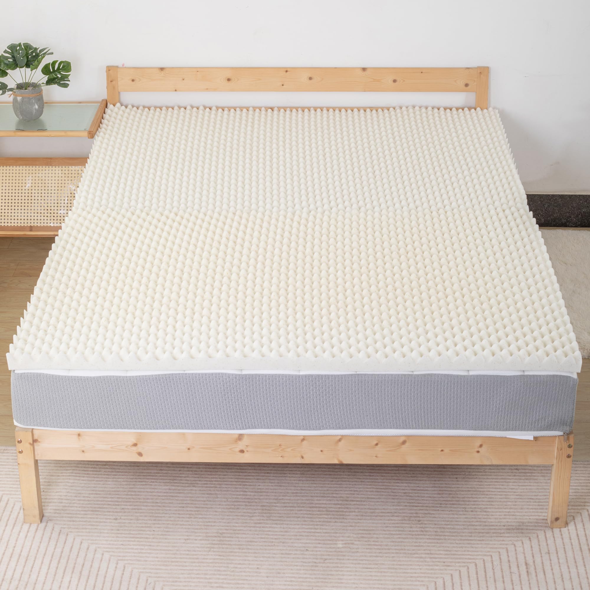 Greaton, 1-Inch Copper-Infused Memory Foam Mattress Toppers, Cooling and Pressure Relieving with Airflow Design, Twin, Beige