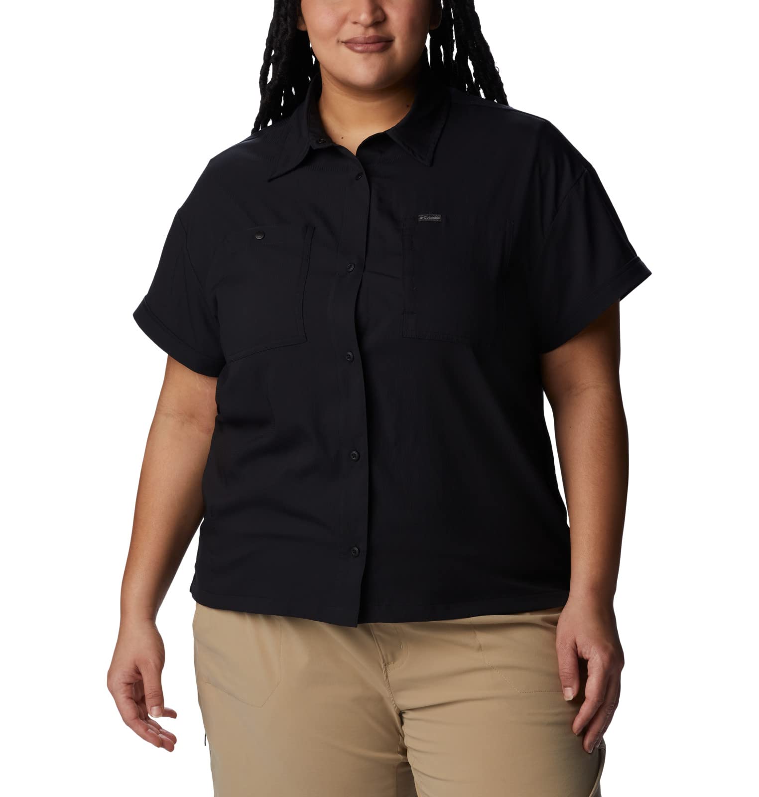 Columbia Women's Silver Ridge Utility Short Sleeve Shirt, Black, X-Large