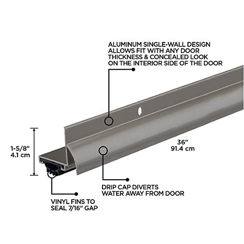 M-D Building Products 48998 L-Shaped Door Bottom with Dripcap DCV 50, 36 Inches, Satin Nickel