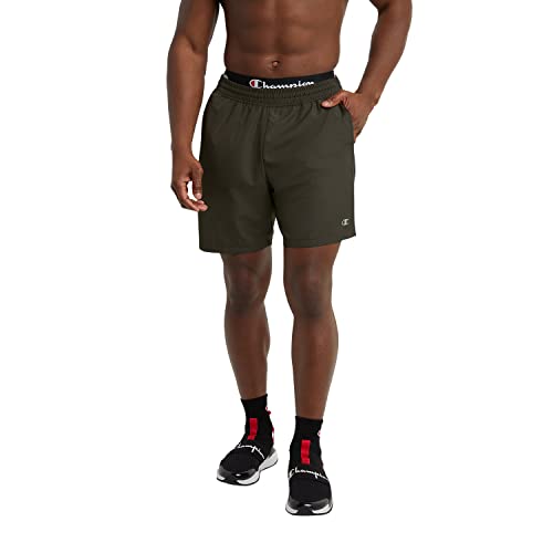 Champion Men's, Woven Sport, Moisture Wicking, Athletic Shorts, 7", Army/Black, Large