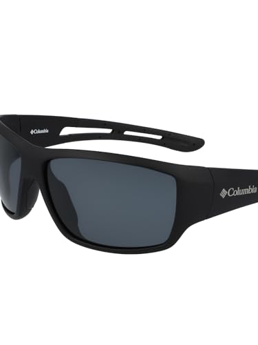 Columbia Men's Utilizer Wrap Polarized Sunglasses, Matte Black/Smoke Polarized, 62 mm