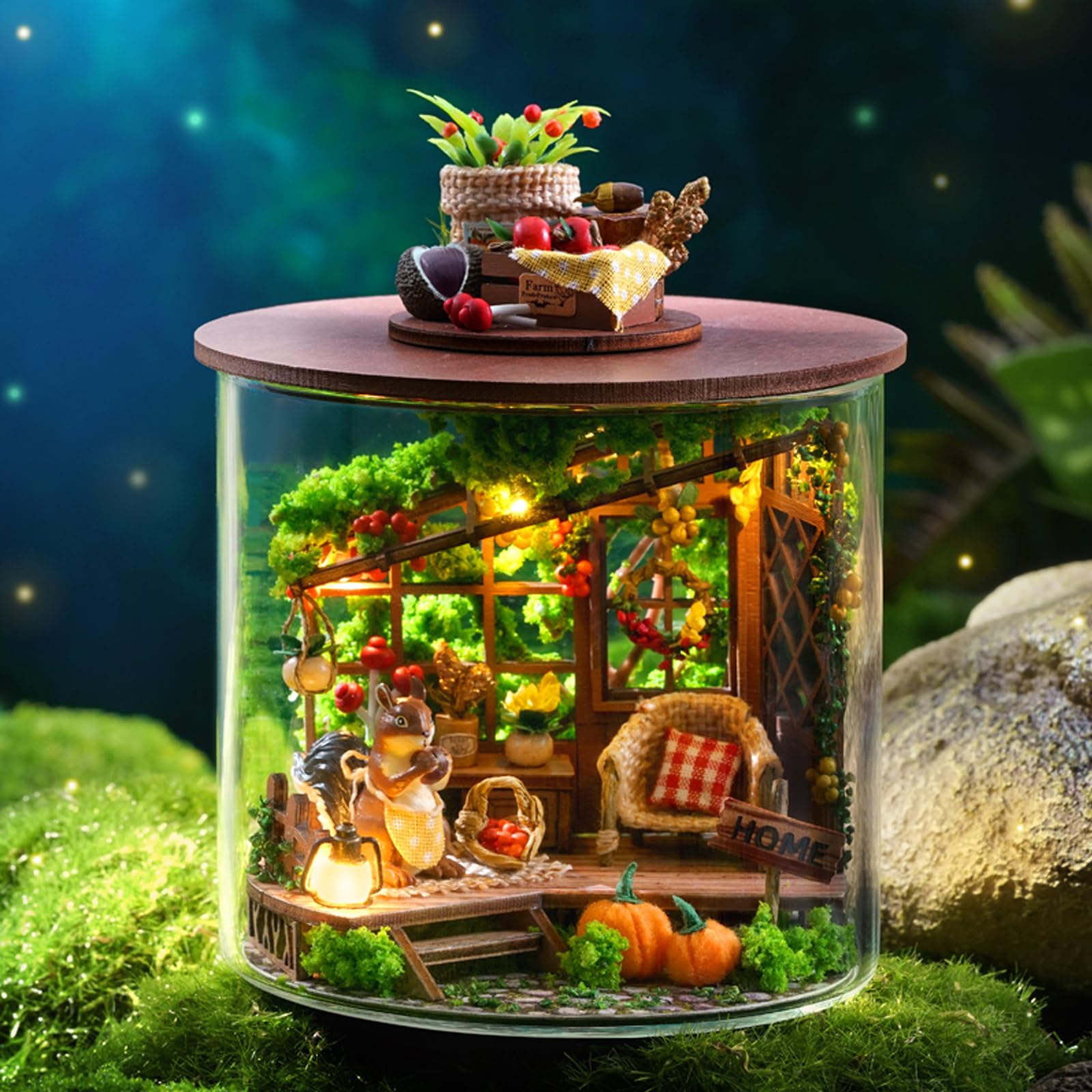 Flever Dollhouse Miniature DIY House Kit Creative Room Dream Bottle Series with Furniture for Romantic Valentine's Gift (Time Magic)