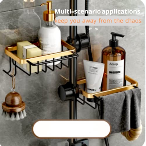 Kitchen Sink Rack Faucet Sponge Holder Over The Sink Organizer Faucet Rack with Hook,A Free Dishcloth Note:Round Pipe with Diameter 0.7-1.1 Inchs Can Be Used(Aluminum,Single Right Blackgolden)