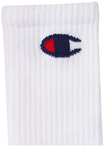 Champion mens Double Dry Moisture Wicking Logo 6 Or 12 Pack Crew Casual Sock, White Ankle C (6 Pack), US