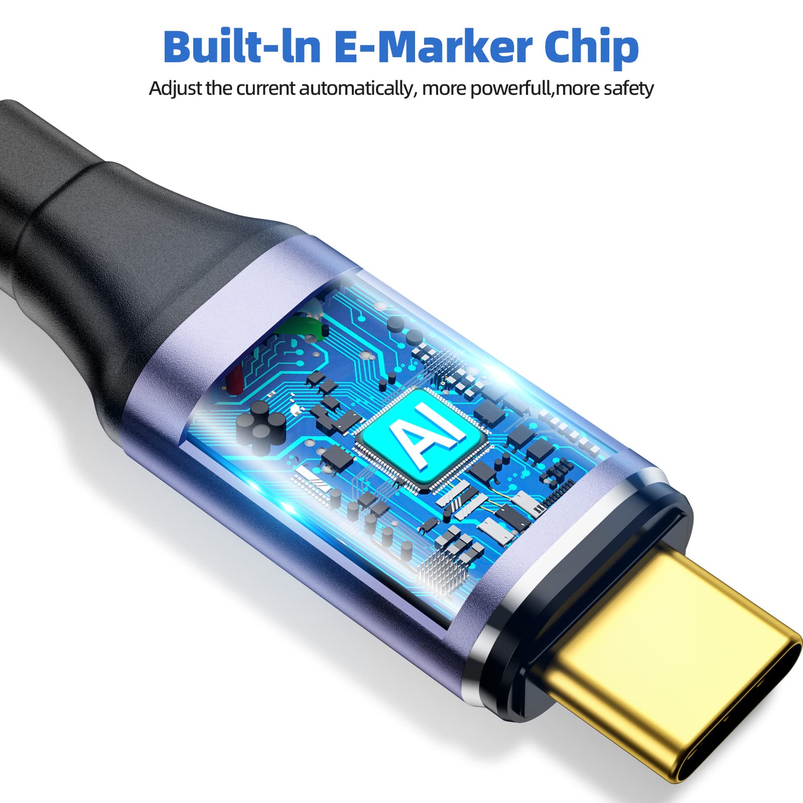 DuHeSin 100W Magnetic USB C to USB C Charging Cable, 24Pin PD Fast Charge USB 4 20Gbps Data Transfer 8K@60Hz Video for MacBook Pro/Air and More Type C Phones (6.5ft)