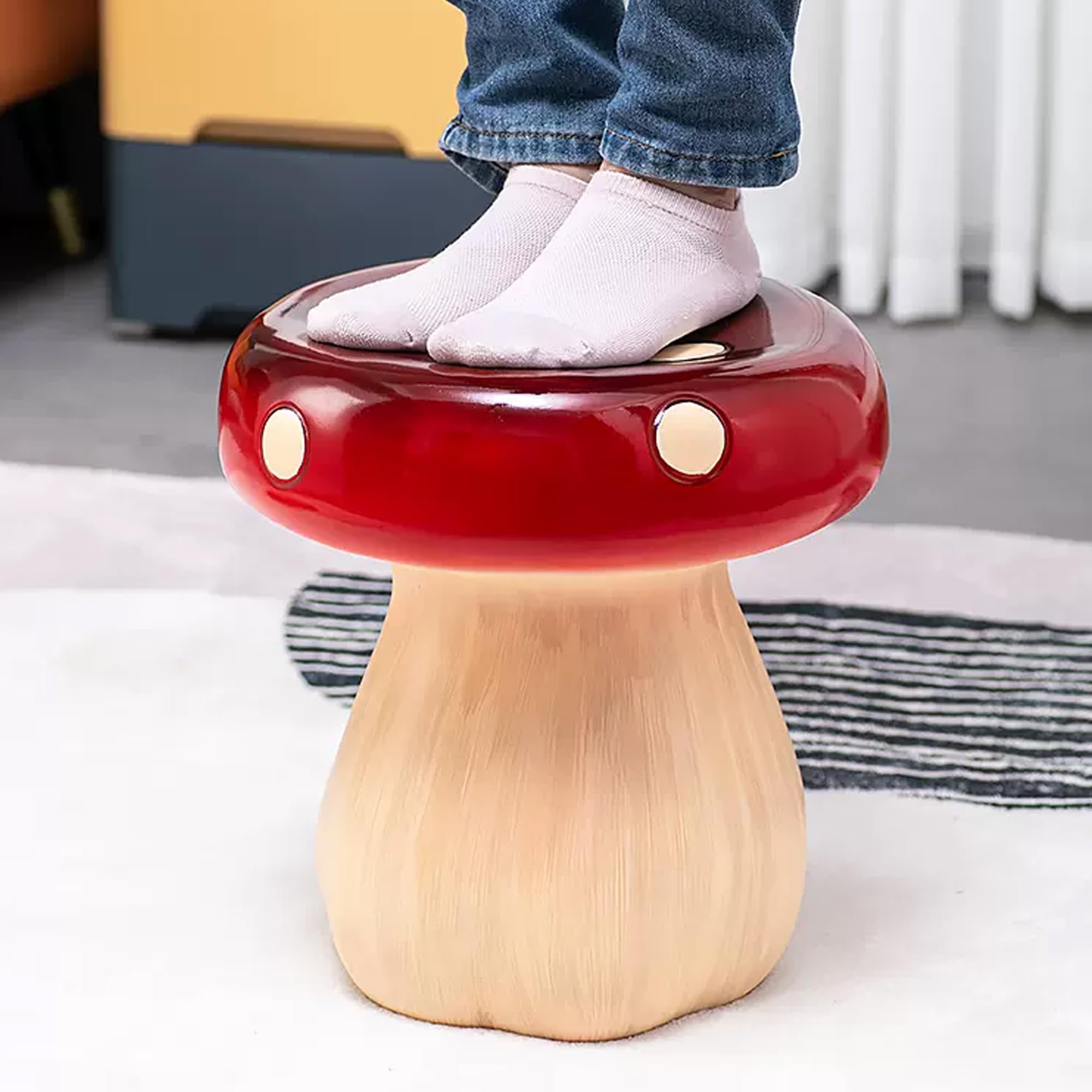Juju Mushroom Ottoman Stool for Children - Small Stools to Sit On Kids - Vanity Stool Makeup Vanity Chair - Accent Chair with Ottoman - Kitchen Stool Kitchen Stools - Living Room Ottoman