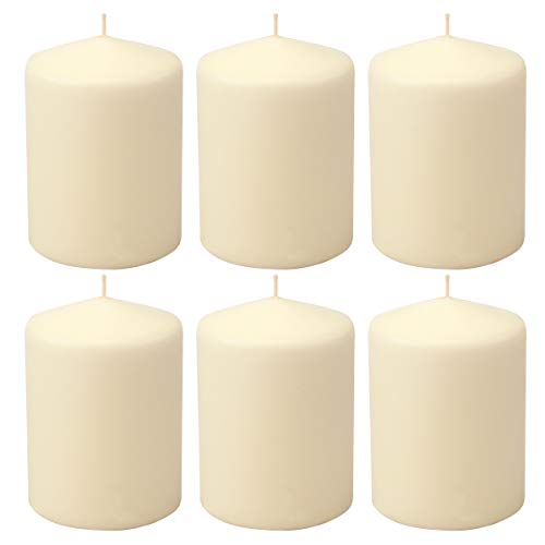 Stonebriar Long Burning Tea Light Candles, 6 to 7 Hour Extended Burn Time, White, Unscented, Bulk 200-Pack (SM-TL200) & 35 Hour Long Burning Unscented Pillar Candles, 3x4, Ivory