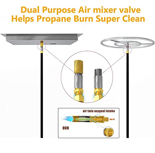 Hisencn Drop-in Fire Pit Kit 30 x 10 Inch, Fire Pit Insert H Burner with Spark Ignition and Propane Hose Kit for Propane Fire Pit, Fire Table Insert, Indoor or Outdoor Decorative Fireplace