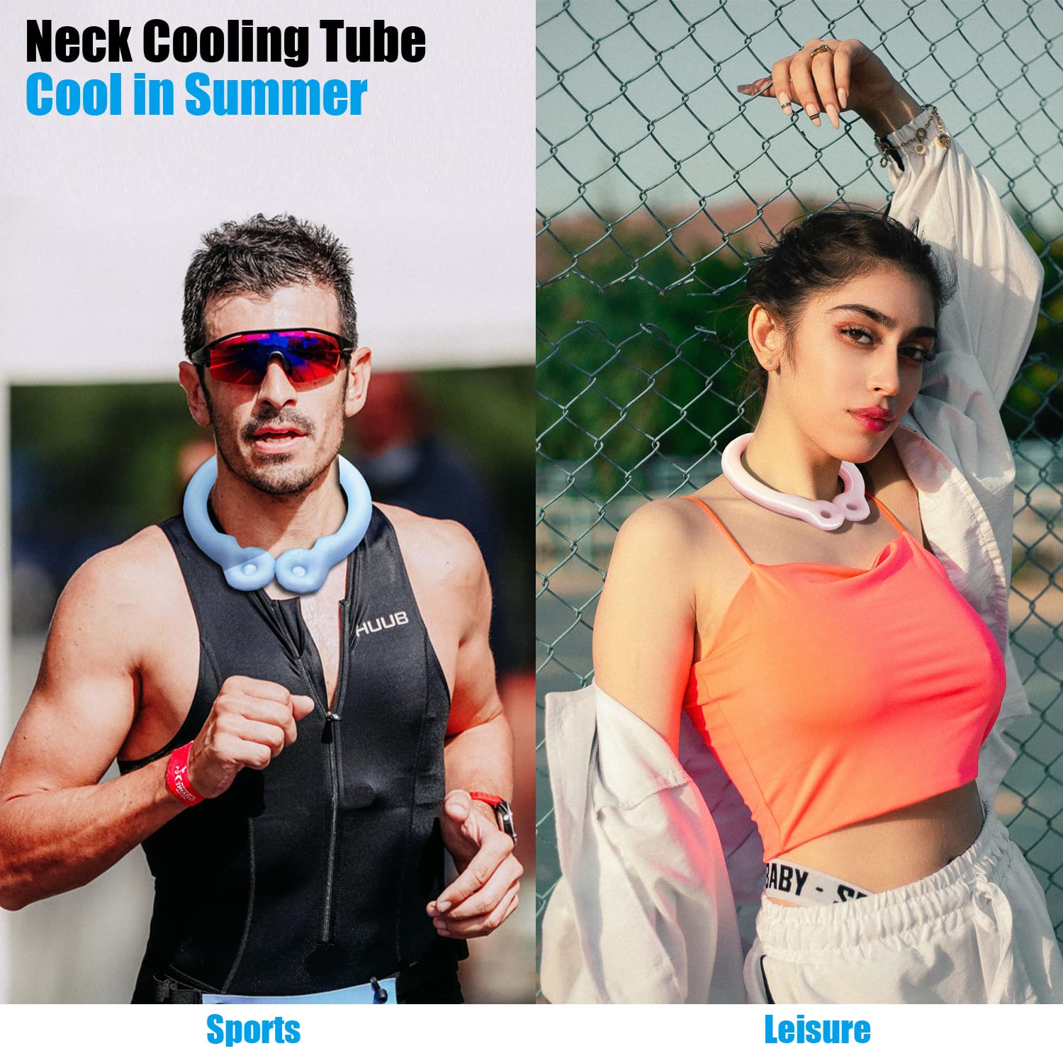 CometMars Neck Cooling Tube (blue), Wearable Cooling Neck Wraps,Relief for Hot Flashes and Summer Heat
