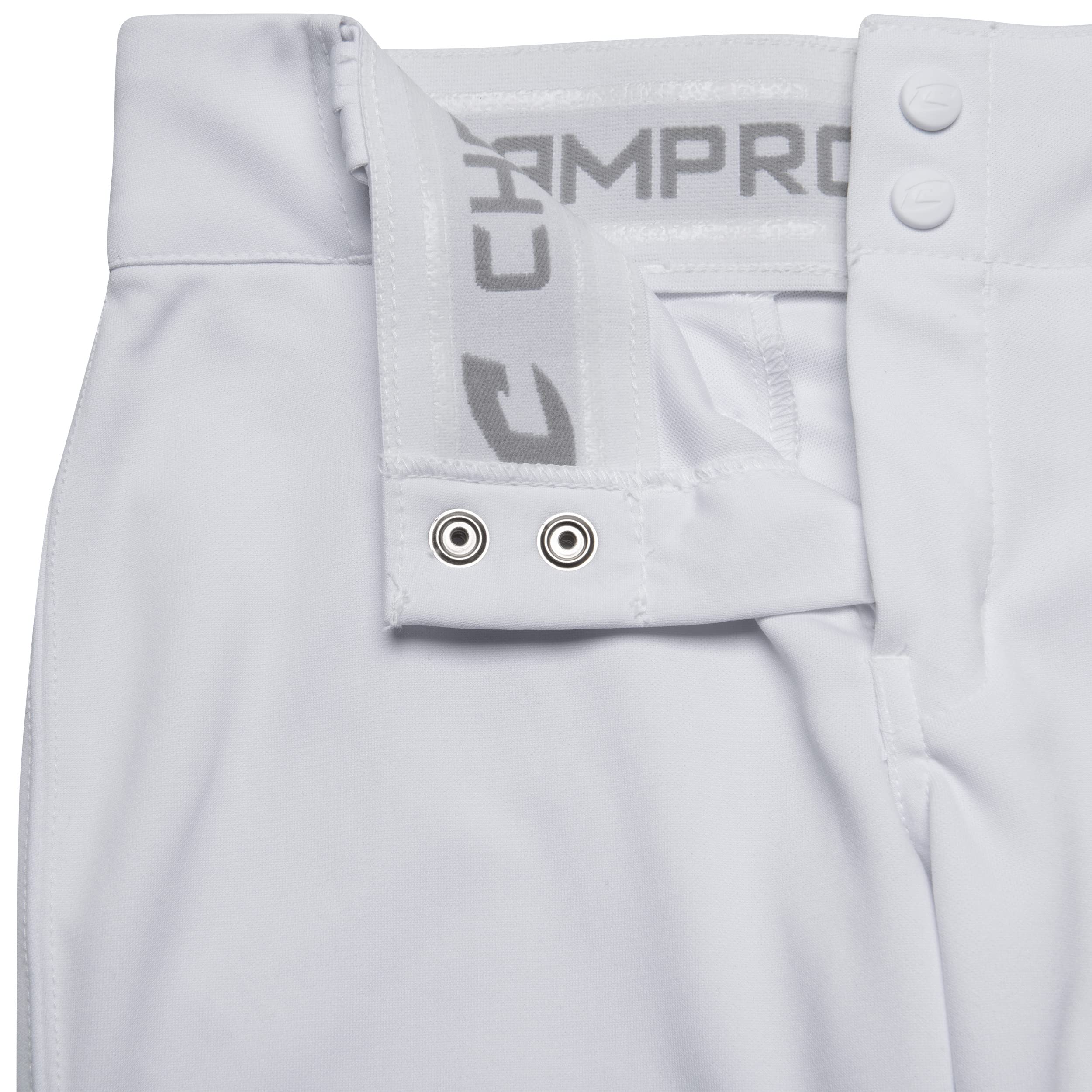 CHAMPRO Girls Tournament Traditional Low-Rise Softball Pants, White, Large