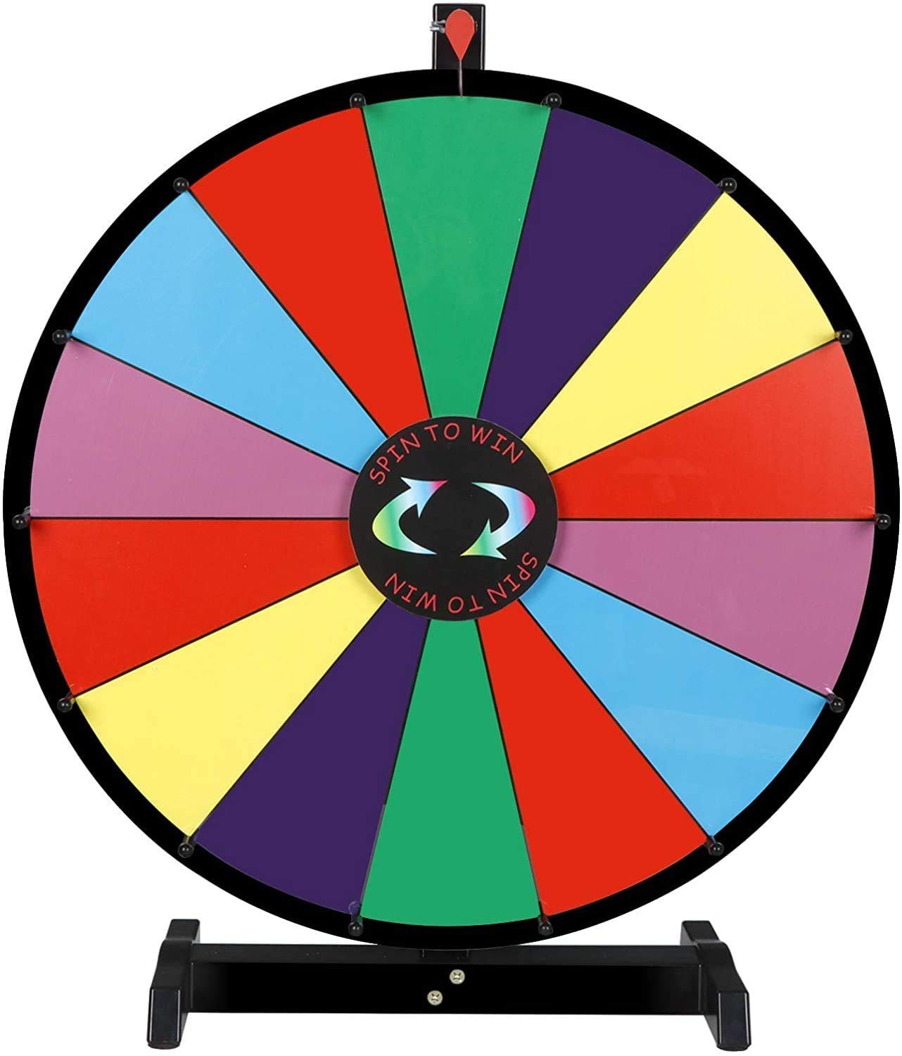 Smartxchoices Tabletop 24" Prize Spin Wheel 14 Spinning Slots Color Customize Spinner Wheel Game with Dry Marker Pen & Eraser,Trade Show Carnival Fortune