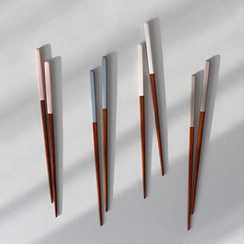 Chopsticks Reusable Rose Wood Lacquer Wooden chopsticks Set of 4 Non Stick (4PCS) (Ivory)