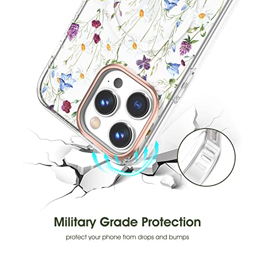 MILPROX Magsafe iPhone 14 Pro Max Flower Case (2022), Magnetic Cute Design for Girls Women, Shockproof Floral Pattern Hard Back - MS Garden