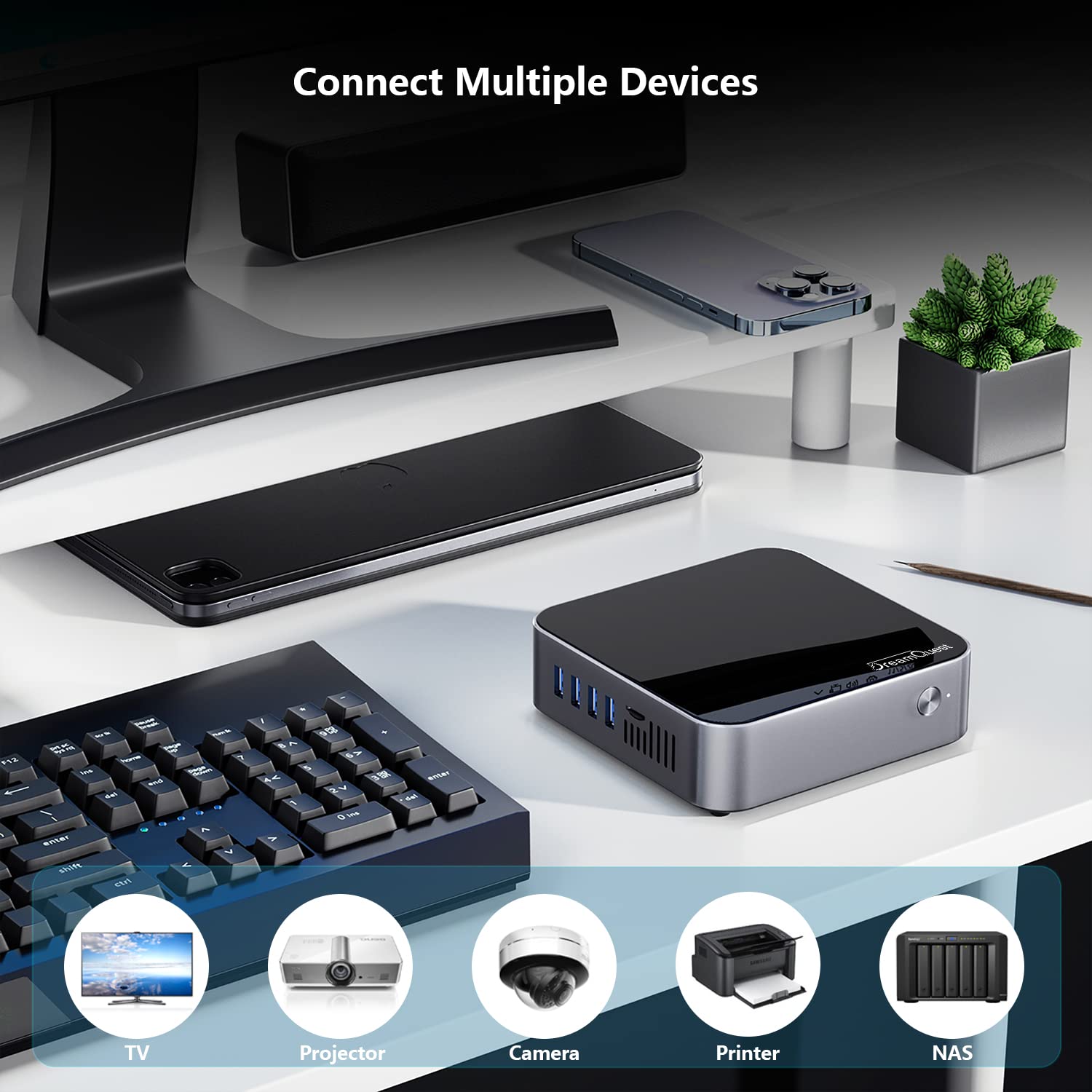 DreamQuest Mini Pc Windows 11 Pro Intel 11th Gen N5105(up to 2.9GHz) Mini Desktop Computers 2.5 inch SSD,4K UHD,Dual WiFi,Gigabit Ethernet,BT4.2 Home-Business Mini Desktop Computer