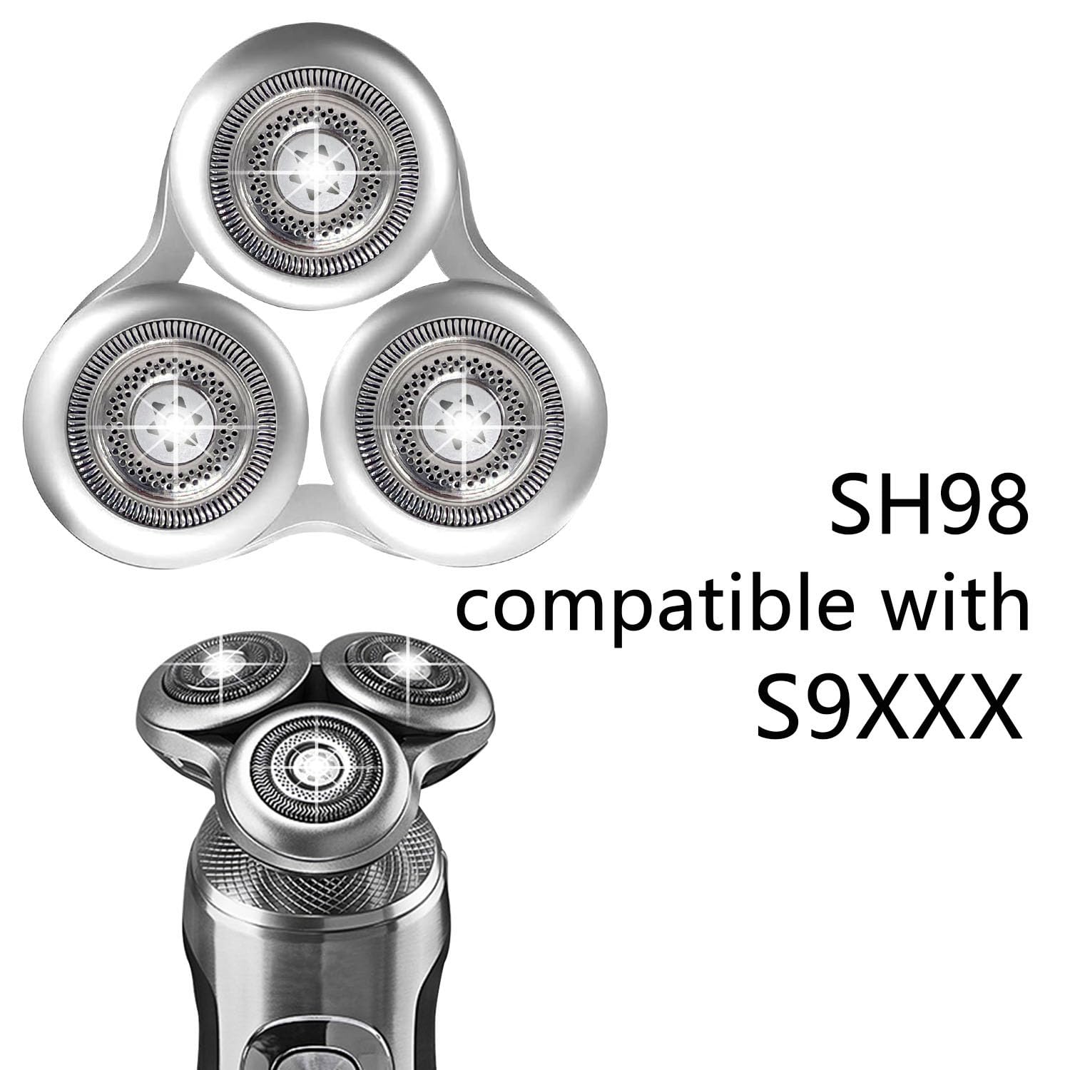 Durimi SH98/70 Replacement Heads for Philips Norelco Shavers Series S9xxx -Upgraded double-layer blade compatible with Shaver 9000