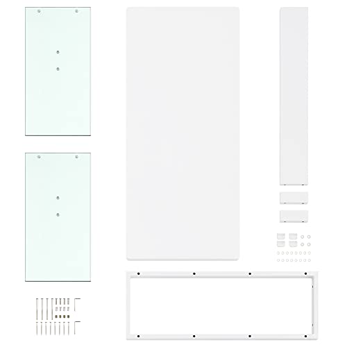 ivinta Modern White Dining Table, High Glossy Dining Room Table for 4/6, Glass Desk Table for Small Space, 55 inches Rectangular Dinner Table for Kitchen, Dining Room, Living Room (White)